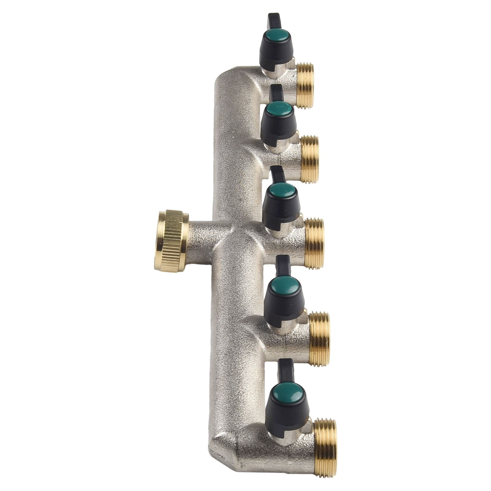 5-Way Brass Water Tap Distributor for 3/4 Inch Garden Hose Connection ...