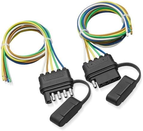 5-Way Flat Trailer Wire Harness Male & Female Extension Cable Connector ...