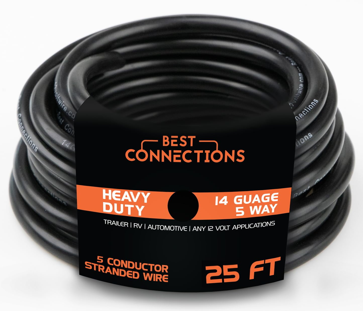 Best Connections 5 Way Trailer Wire, Heavy Duty 14 Gauge, 5 Conductor ...