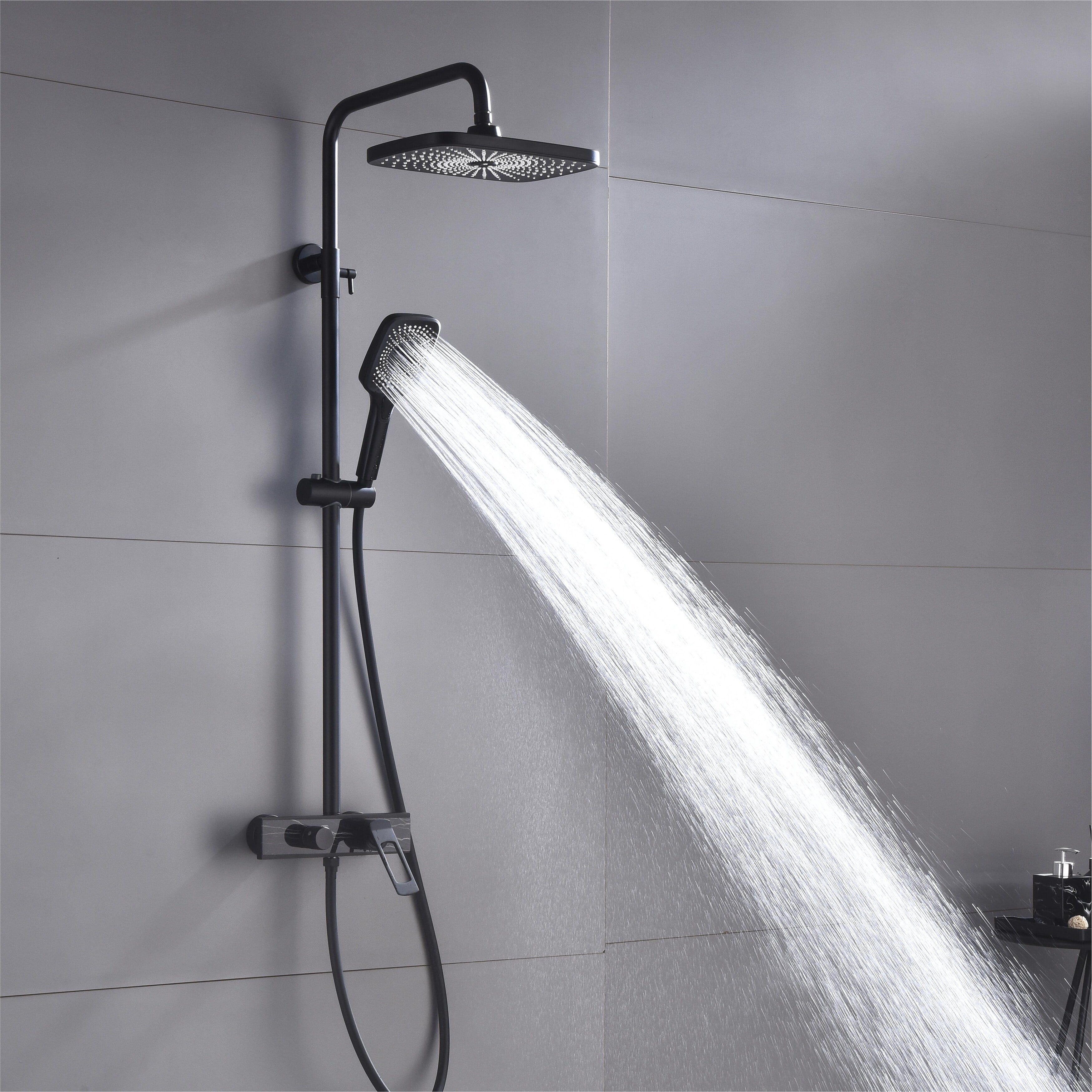 5-Way Wall Exposed Install 12'' Complete Rainfall Shower System with ...