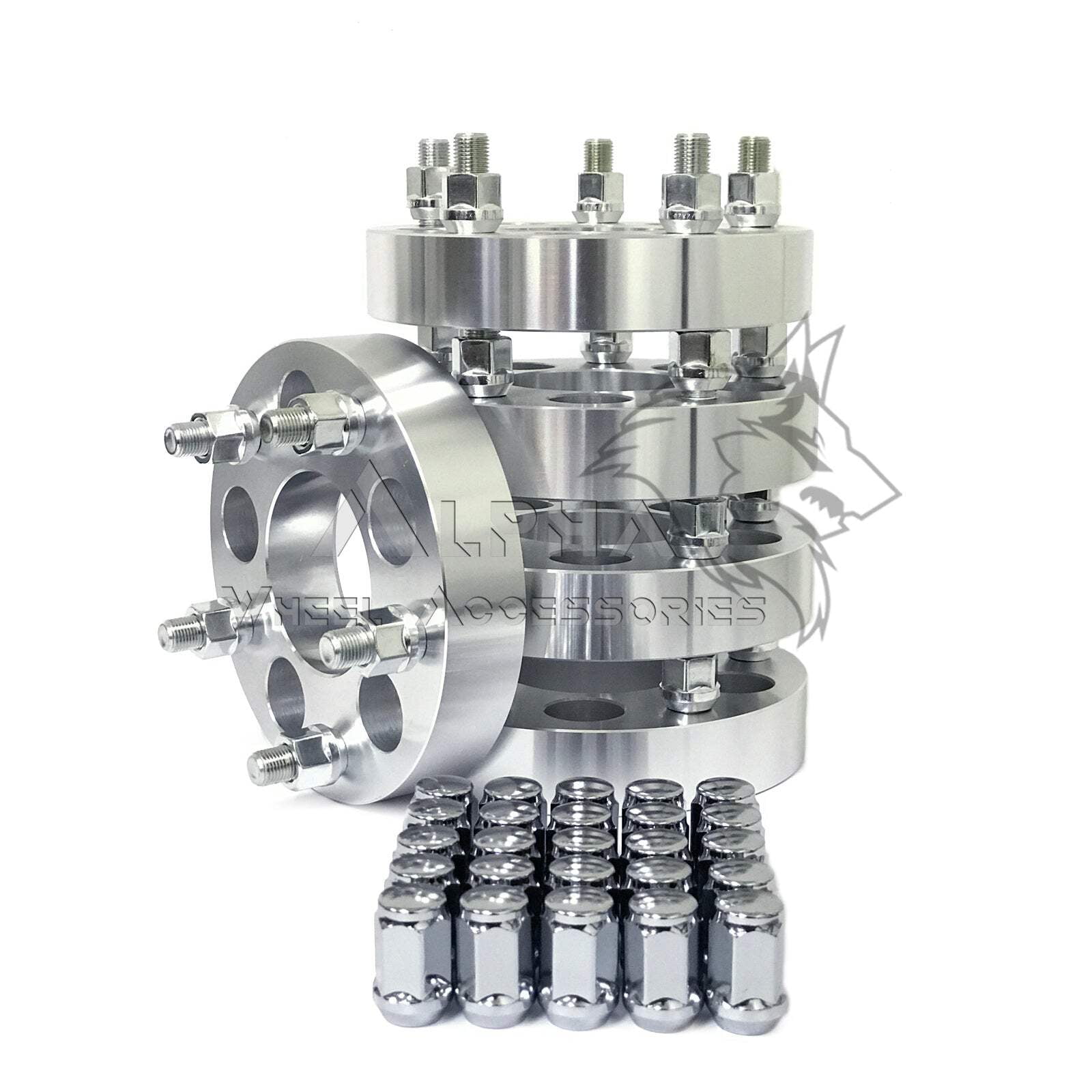 5 Wheel Adapters 5x4.5 to 5x5 Use Jeep JK Wheels On TJ YJ KK SJ MJ + 25 Chrome Lug Nuts ...