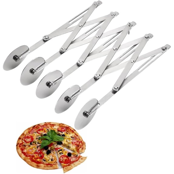 5 Wheel Pastry Cutter Stainless Steel Expandable Pizza Slicer Multi ...