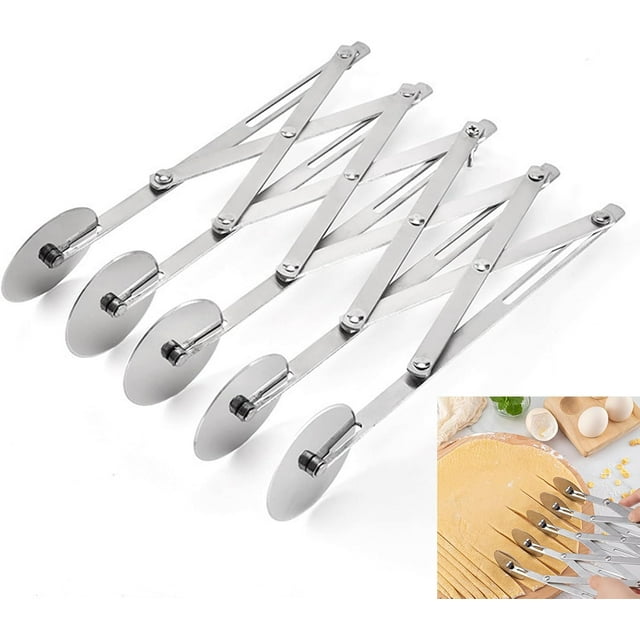 5 Wheel Pastry Cutter, Stainless Steel Pizza Slicer, Expandable Dough ...