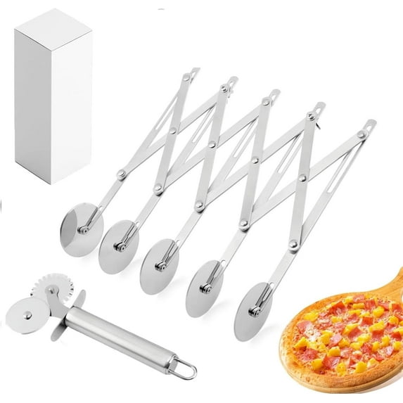 5 Wheel Stainless Steel Pizza Cutter with Double Wheel Dough Divider ...