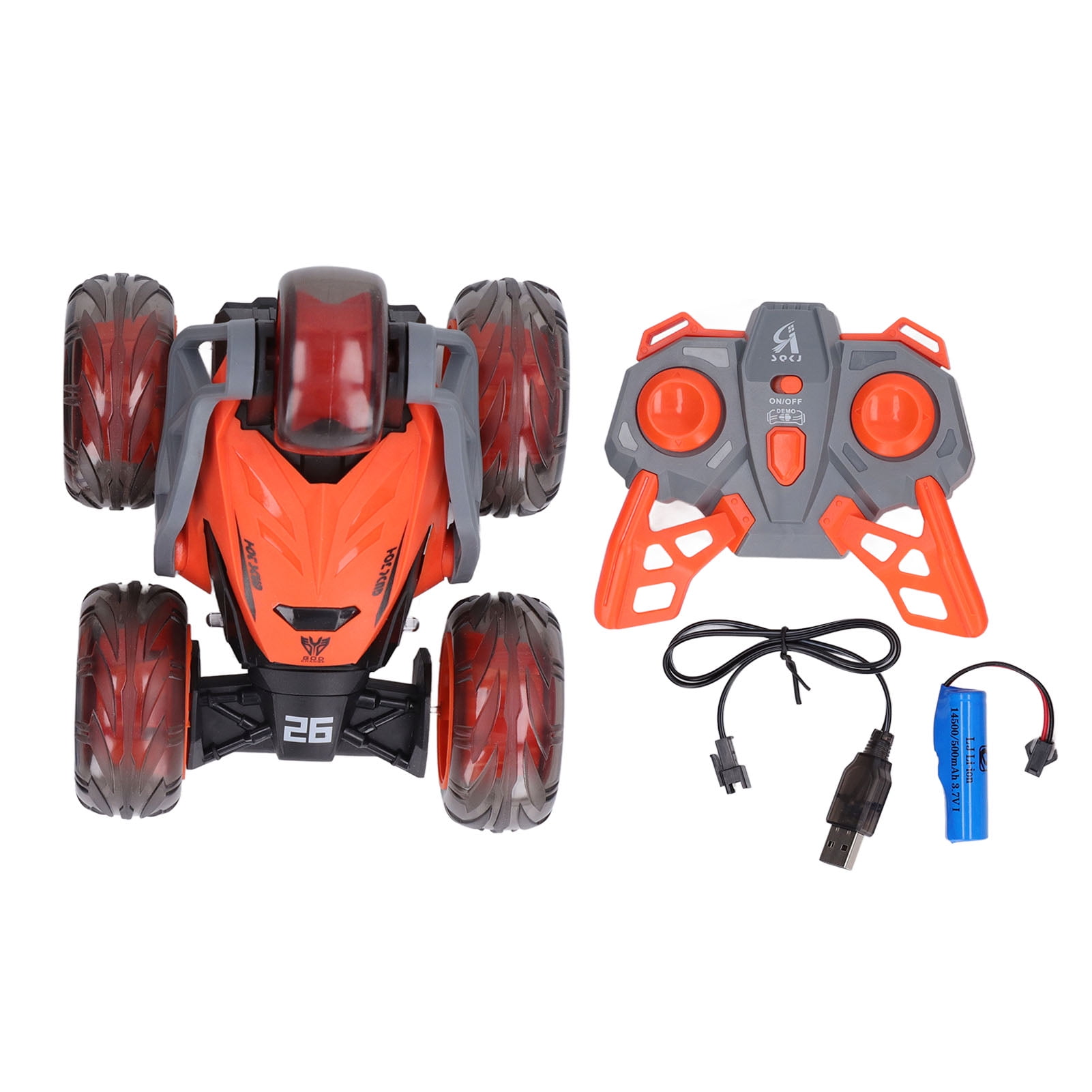 5 Wheel Stunt Car Toy 2.4G Remote Control 360 Degree Rotating Flip RC Car for Children Orange ...