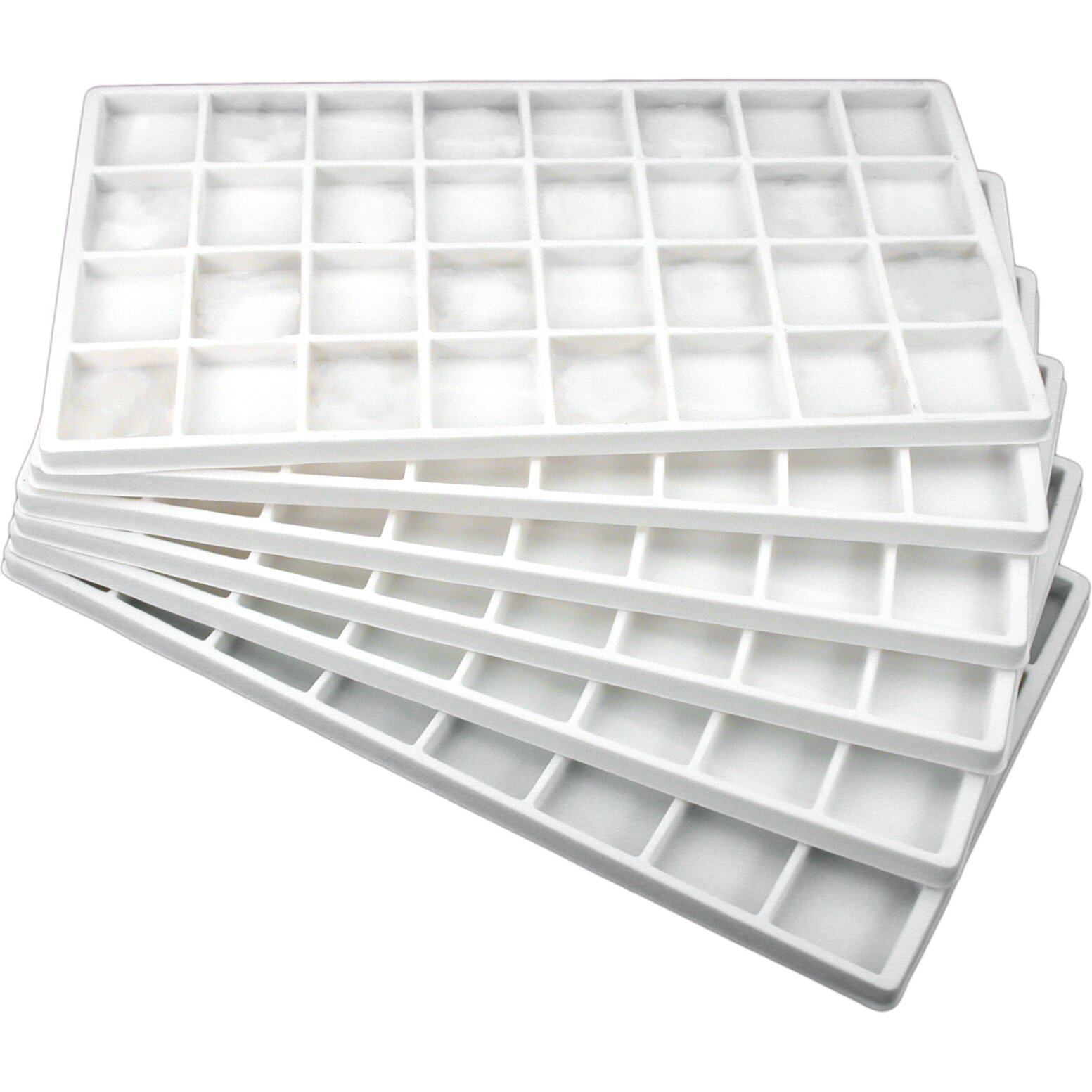 5 White 32 Slot Jewelry Coin Display Travel Tray Inserts - Walmart.com