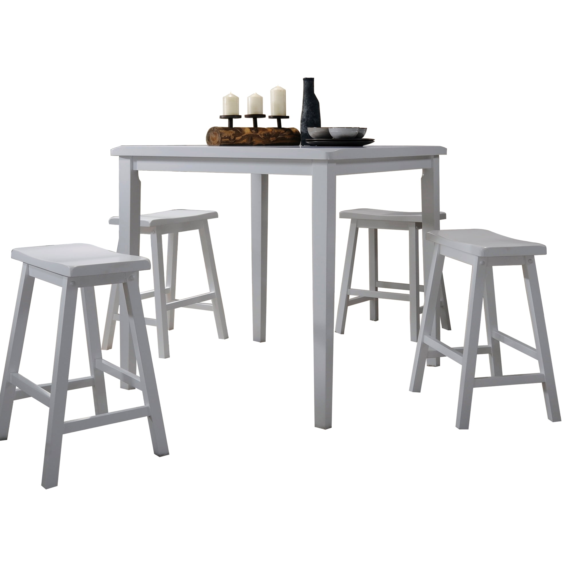 5 White Counter Height Dining Configuration - Compact Area Wooden Table ...