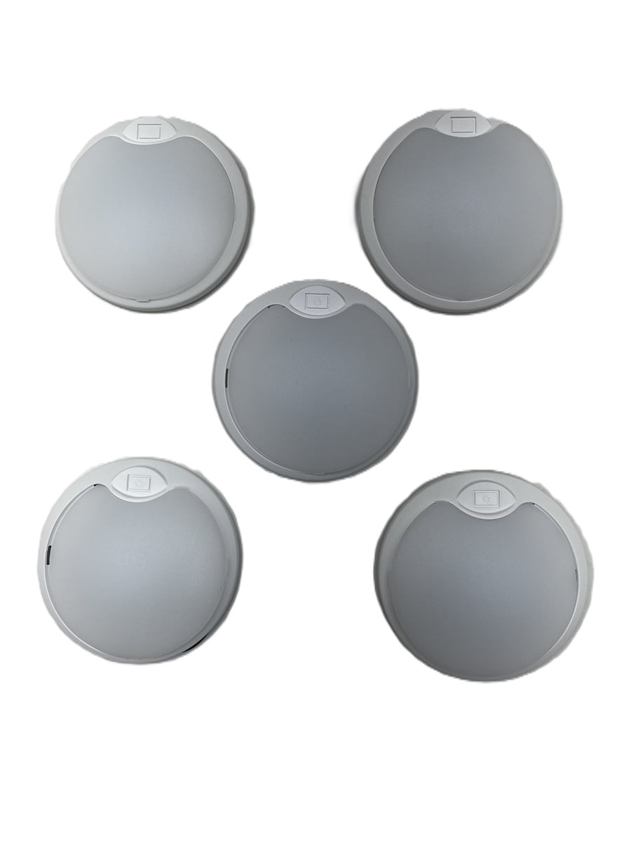 (5) White LED White Base 4.5 inch Round Camper RV Trailer Dome Lights ...