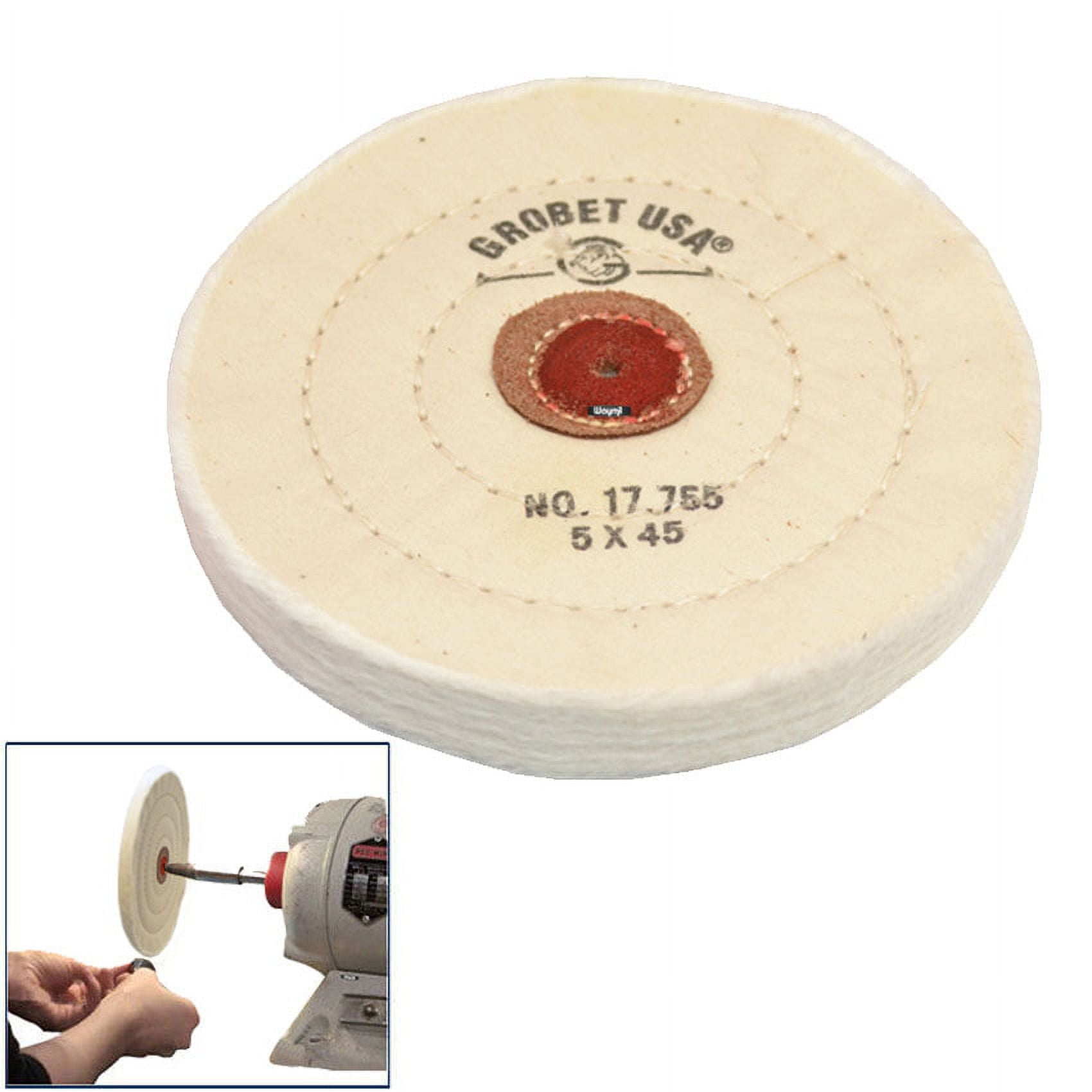 5" White Muslin Buff Jewelry Polishing Buffs Wheel 45ply Leather Center ...