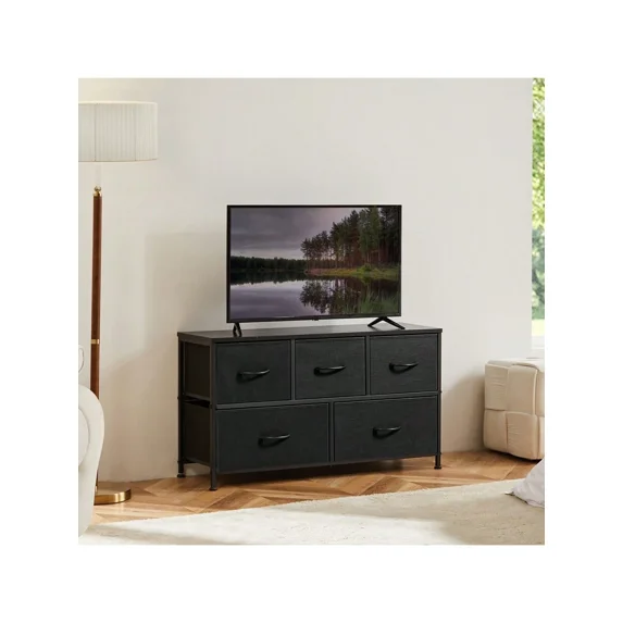 5 Wide Chest Of Drawers, Long Fabric Dresser, Storage Organizer Unit ...