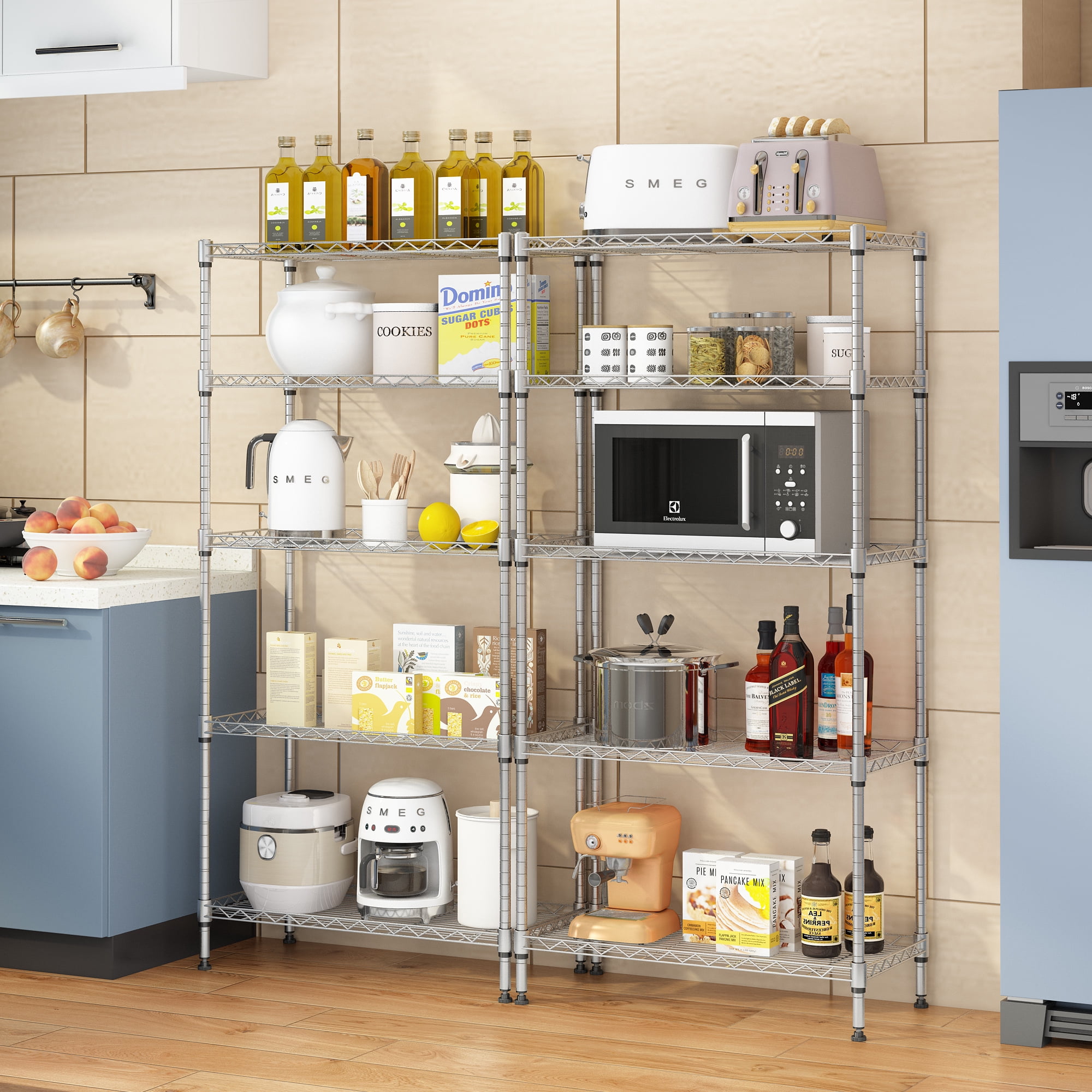 5-Wire Rectangle Carbon Steel Metal Assembly Storage Rack Standing ...