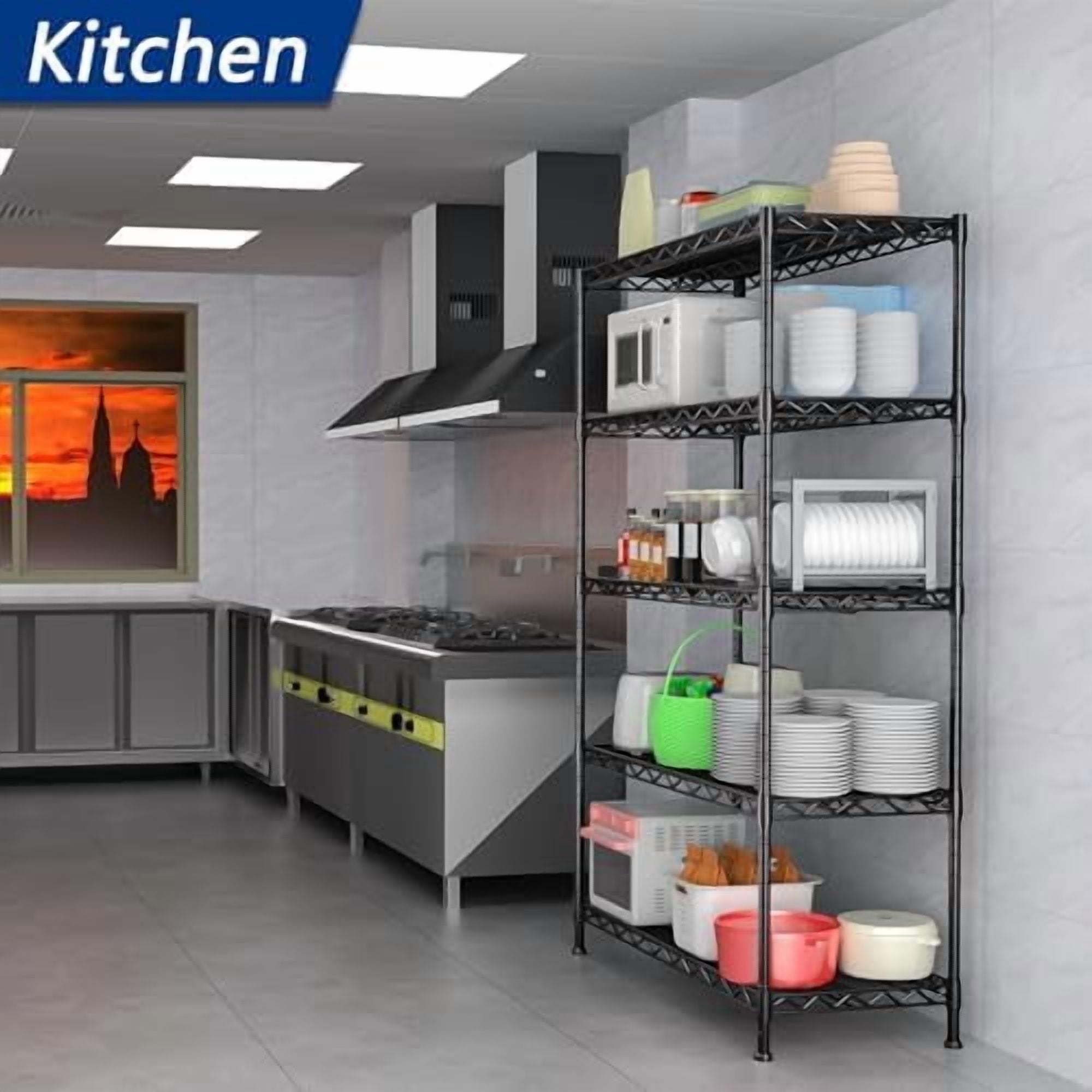 5-Wire Shelving Metal Storage Rack Adjustable Shelves,17.7" D×47.3" W× ...