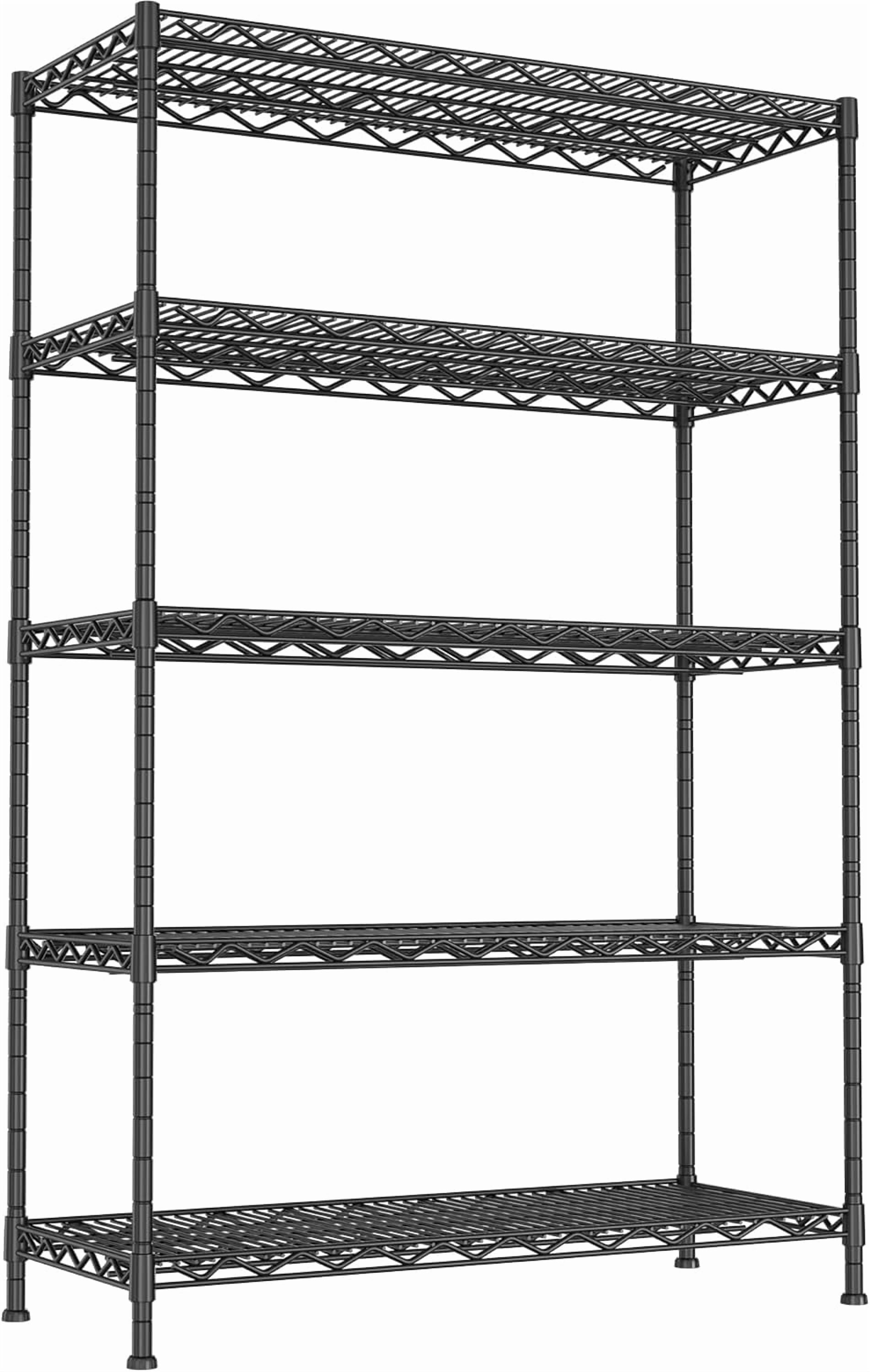 5-Wire Shelving Metal Storage Rack Adjustable Shelves 17.7" D×47.3" W× ...