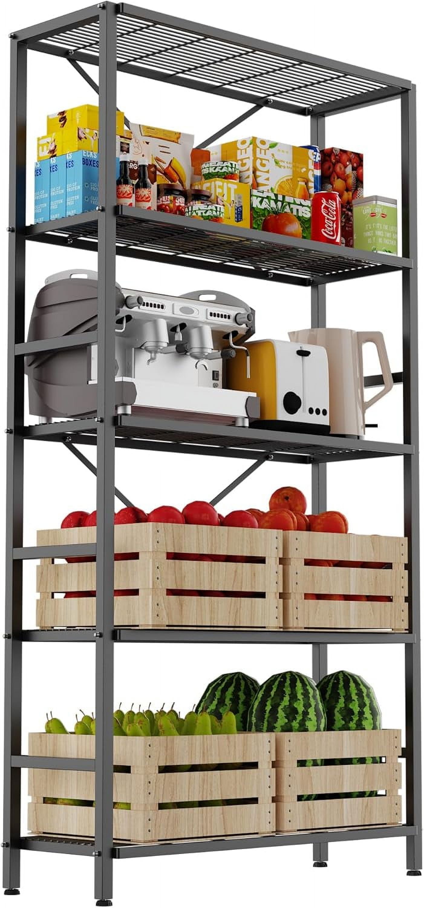 5-Wire Standing Storage Shelves, Metal Shelving Unit Pantry Rack for ...