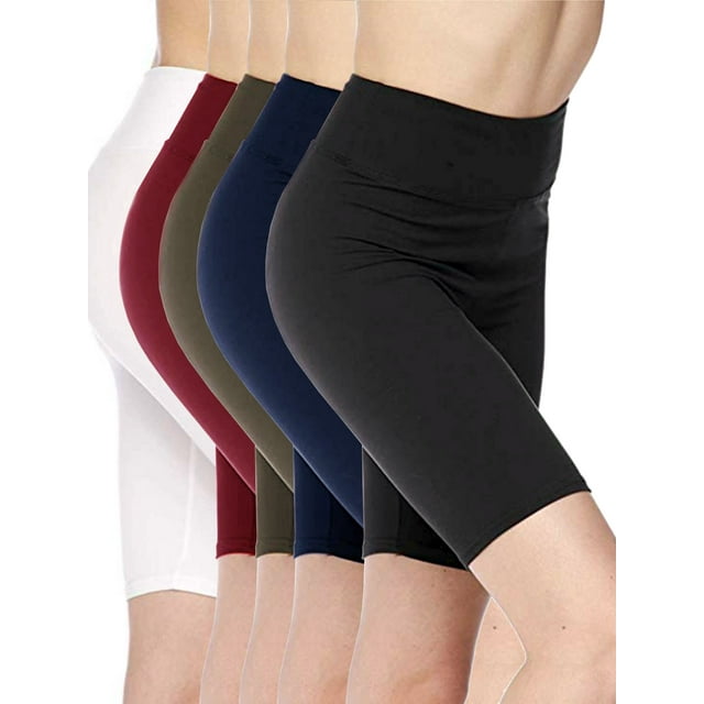 Kuda Moda Women's 5 Pack Active Wear Biker Shorts, 3 inch High Waist, Ultra Soft, Stretchy, Yoga ...