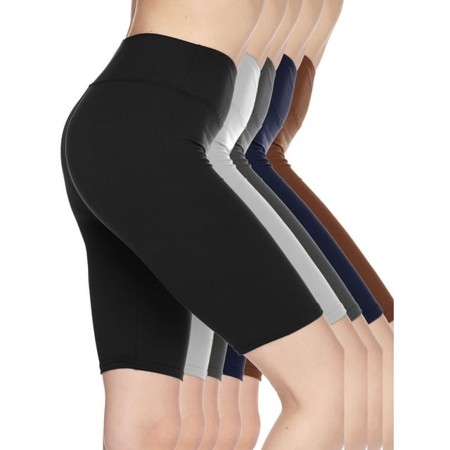 "Kuda Moda 5-Pack Women's High Waist 3"" Biker Shorts, Yoga & Athletic Leggings" - Walmart.com