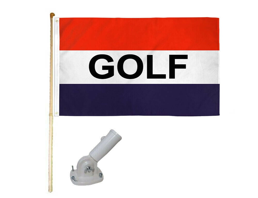 5' Wood Flag Pole Kit W/ Nylon White Bracket 3x5 Golf RWB Advertising ...