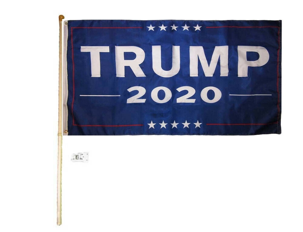 5' Wood Flag Pole Kit Wall Mount Bracket With 3x5 Trump Blue 2020 ...
