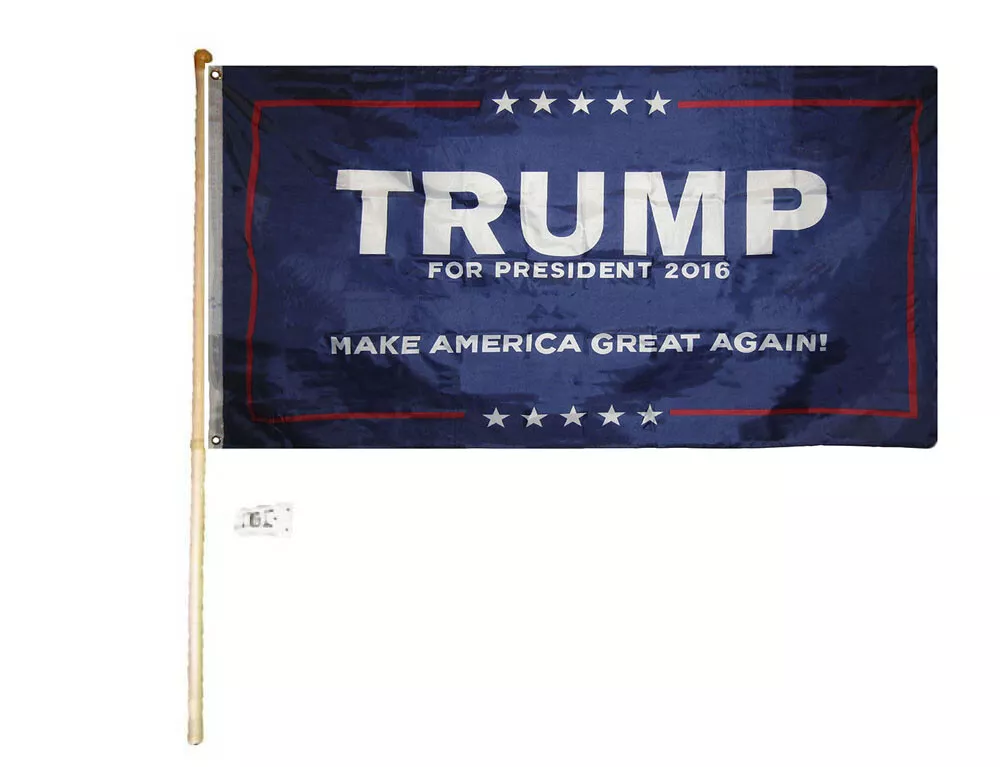5' Wood Flag Pole Kit Wall Mount Bracket With 3x5 Trump For President ...