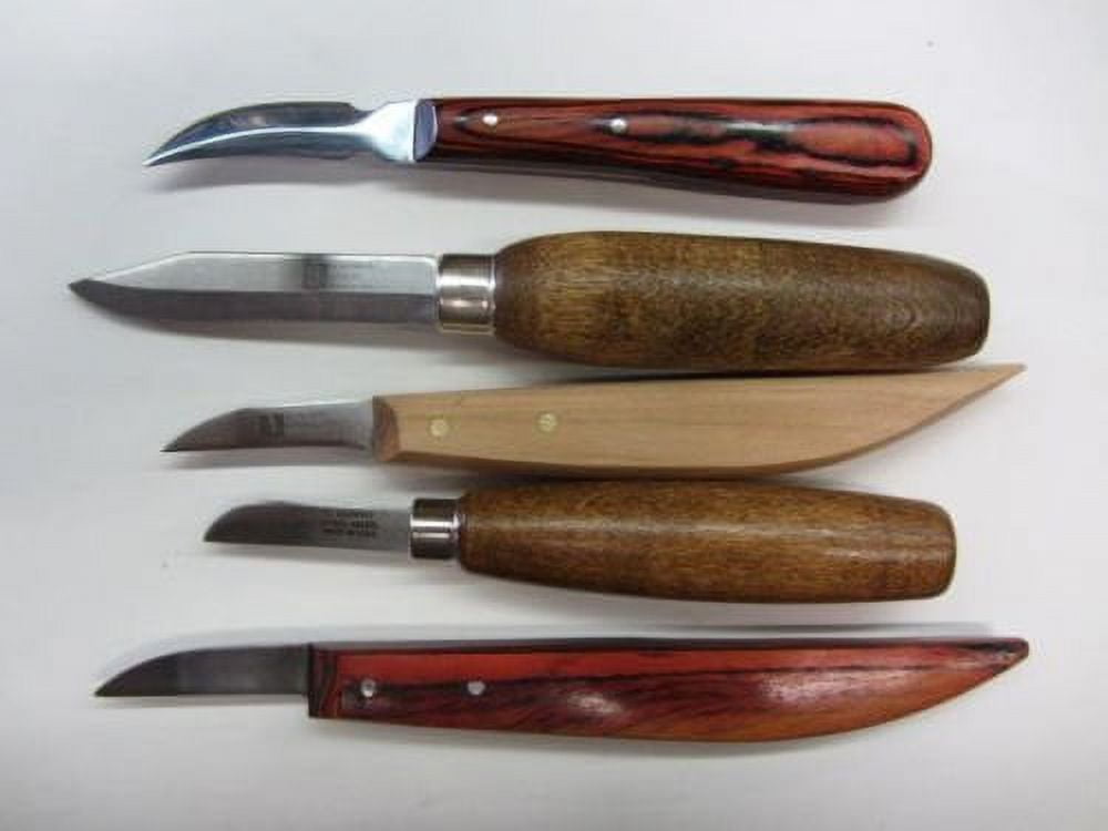 5 Woodcarving Knives Sloyd Roughing Bench Hook Chip Lab Hobby R. Murphy ...