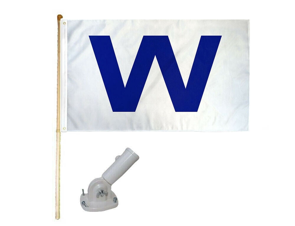 5' Wooden Flag Pole Kit W/ Nylon White Bracket 3x5 Big Blue "W ...