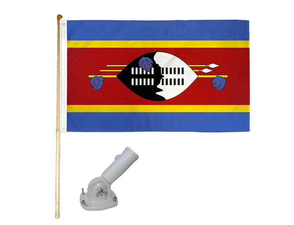 5' Wooden Flag Pole Kit W/ Nylon White Bracket 3x5 Swaziland Country ...