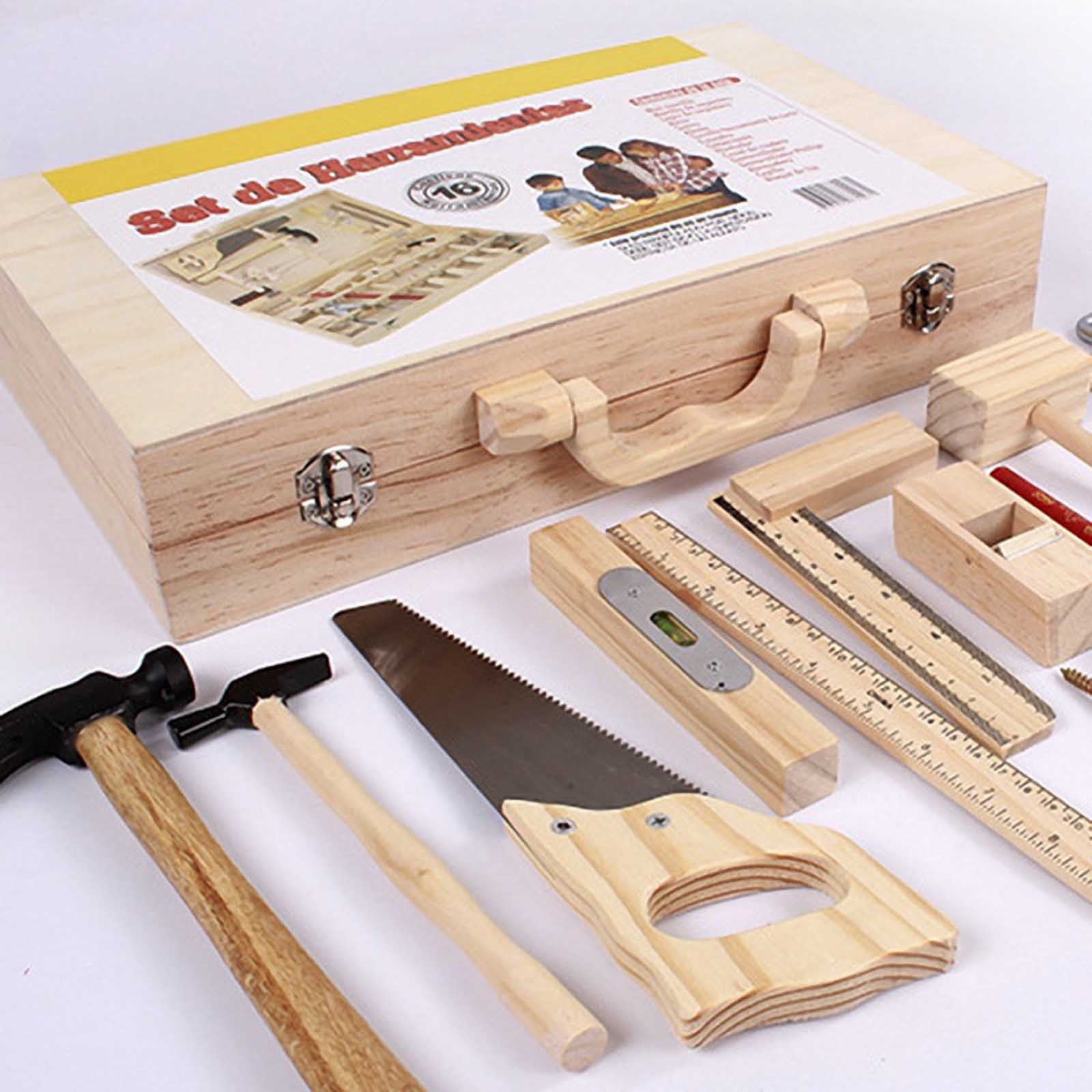 under 5, Wooden Toy Toolbox, Assembly Craft Set, Realistic Tools ...