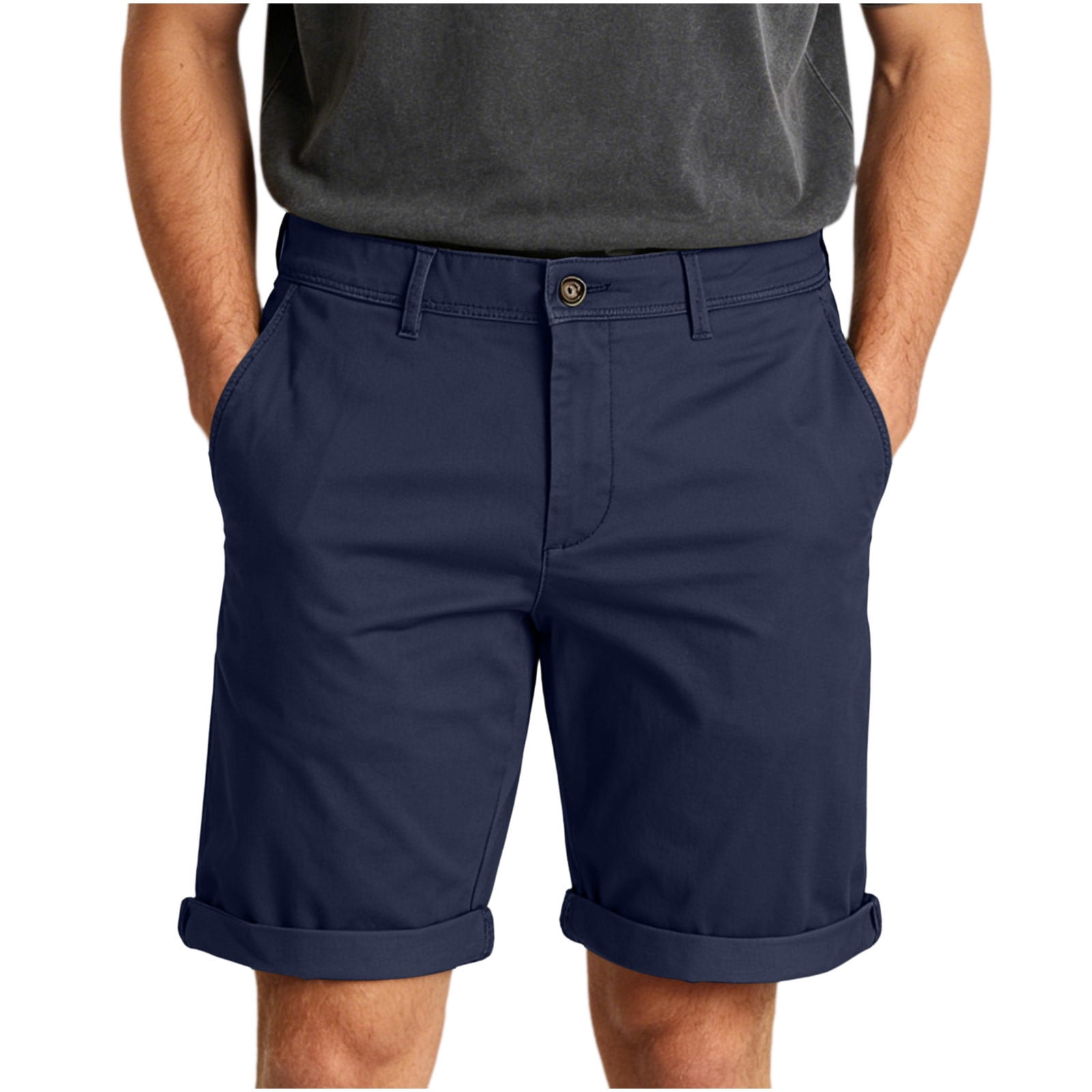 5" Work Pants for Men Elastic Button Waist with Pockets Outdoor Hiking ...