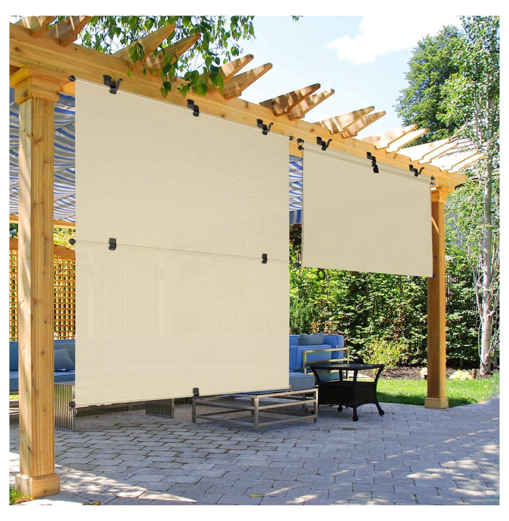 5'Wx6'H Foldable Outdoor Shades for Patio 240GSM Exterior Shades Roll ...