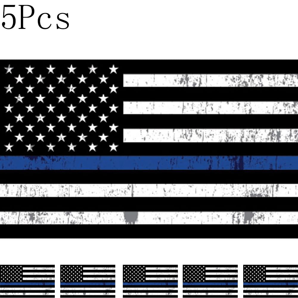 5 X 2.7 inch Thin Blue Line US Flag Decal - Black White and Blue ...