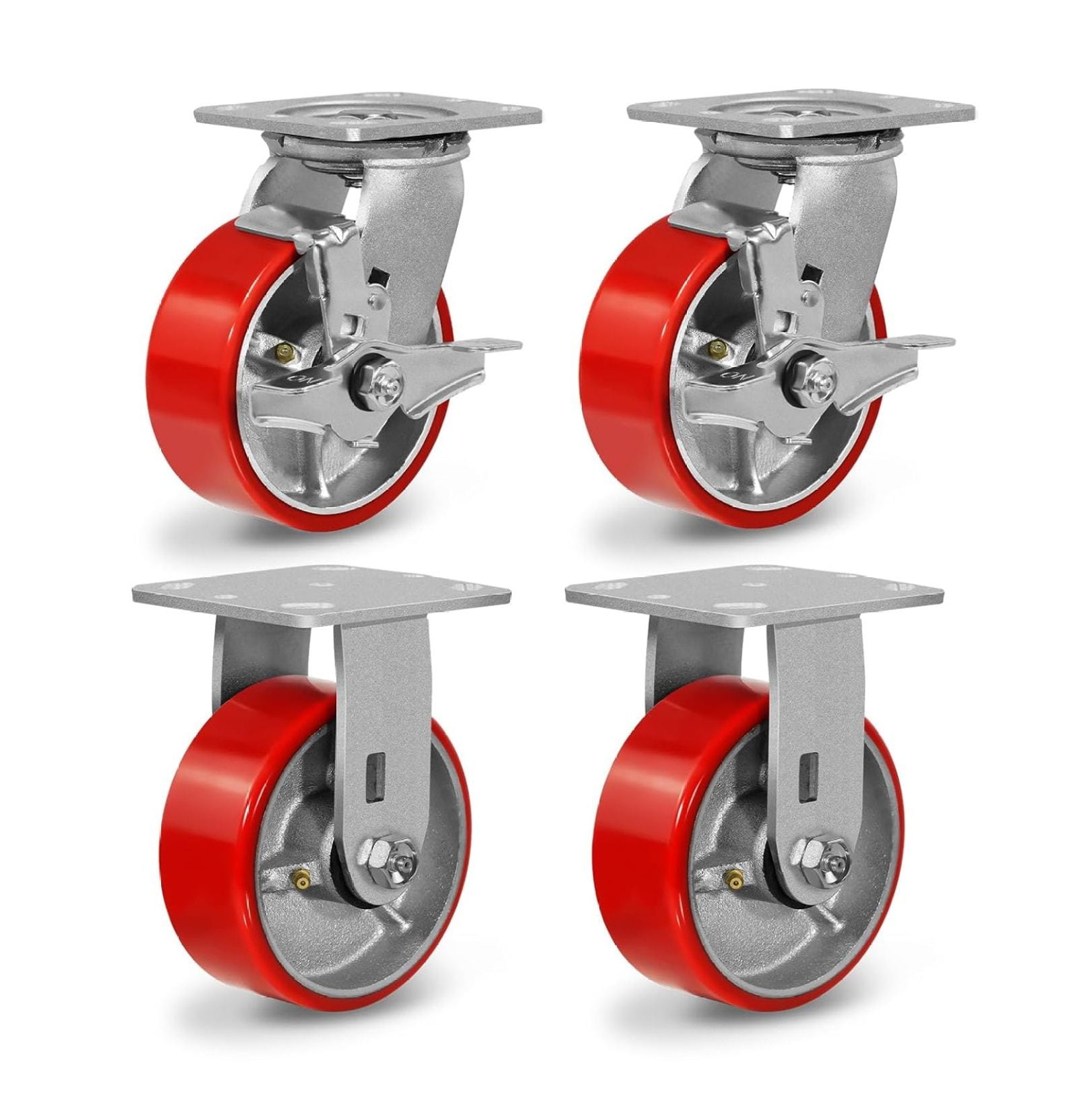 5"X 2" Heavy Duty Caster Wheels, Swivel Casters Set of 4 Polyurethane ...
