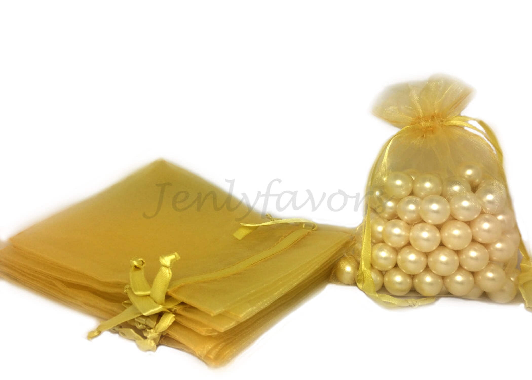 5 X 6-1/2 Gold Drawstring Sheer Organza Bags (24 Pieces) - Walmart.com