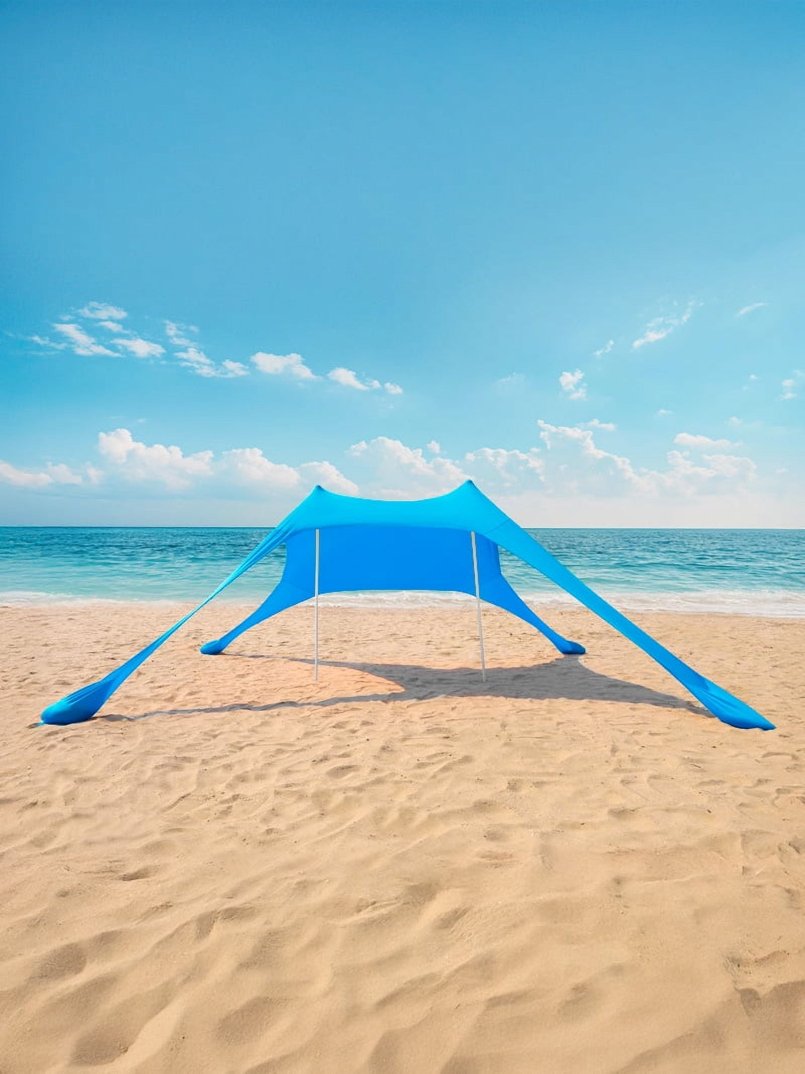 5 X 6.6ft Sun Shade Sail Canopy - 2 Pole Beach Tent With Sandbag Feet ...