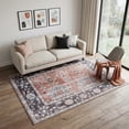 5' X 7' Brick Red and Black Oriental Distressed Non Skid Area Rug ...