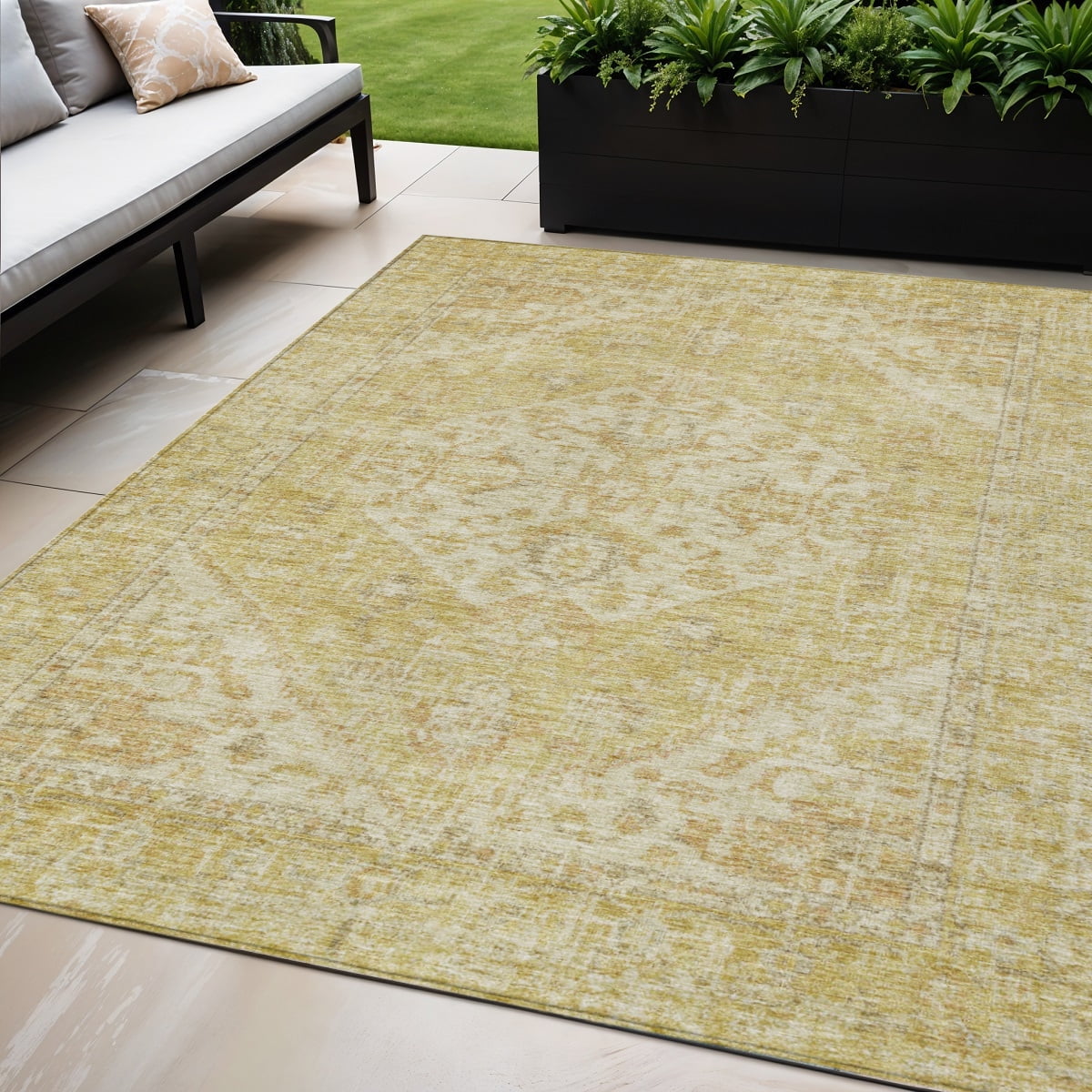 HomeRoots 603810 5 x 8 ft. Gold, Tan & Beige Oriental Washable Indoor ...