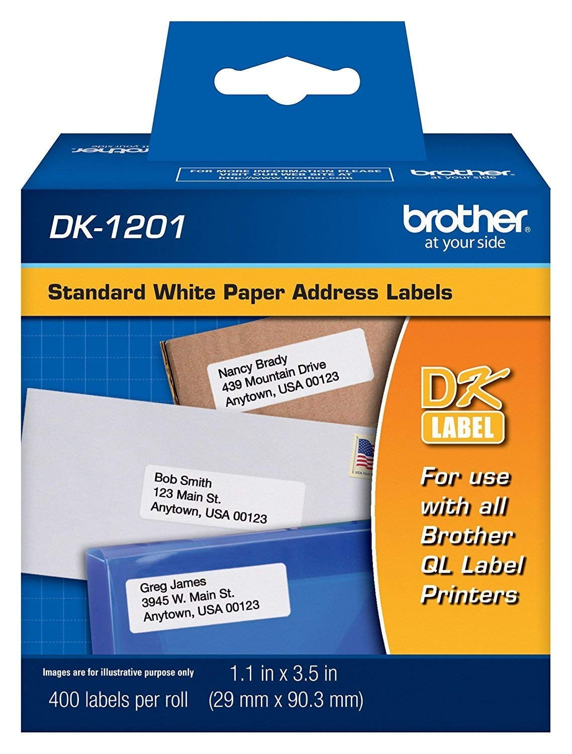 5 X Brother DK-1201 Standard Address White Die-Cut Paper Label (400 ...