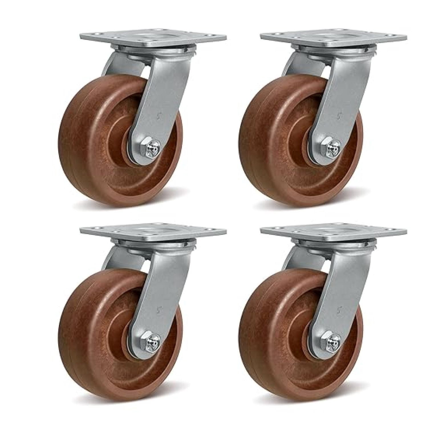 5"X2" High-Temp Nylon Heavy Duty Casters Set of 4, 4 Swivel,Industrial ...