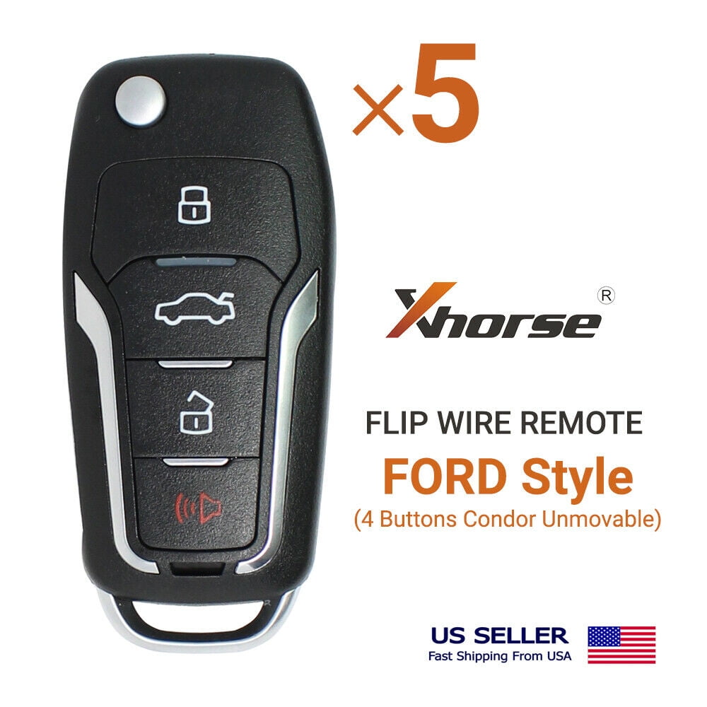5× Xhorse Universal Wire Flip Remote Ford Style Condor 4 Buttons ...