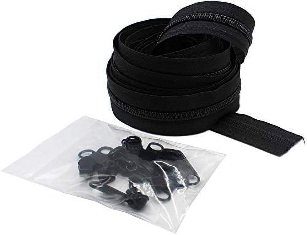 #5 YKK Continuous Nylon Coil Black Zipper Chain Includes #5 Aluminum ...