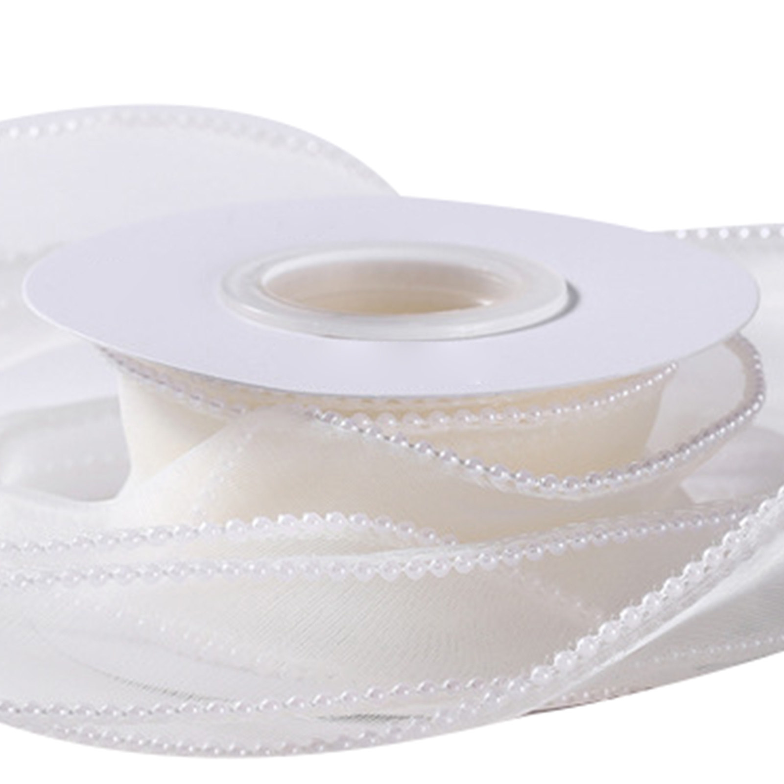 5 Yard 4cm Wavy Ribbon Faux Pearls Fishtail Net Yarn Wide DIY Bow ...