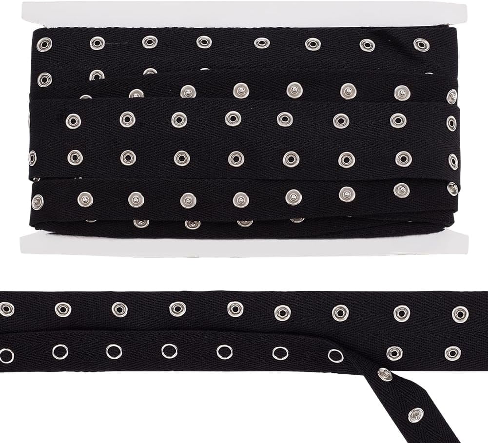 5 Yard Black Sewing Snap Tape Trim 1.45inch Wide Adjustable Press Round ...