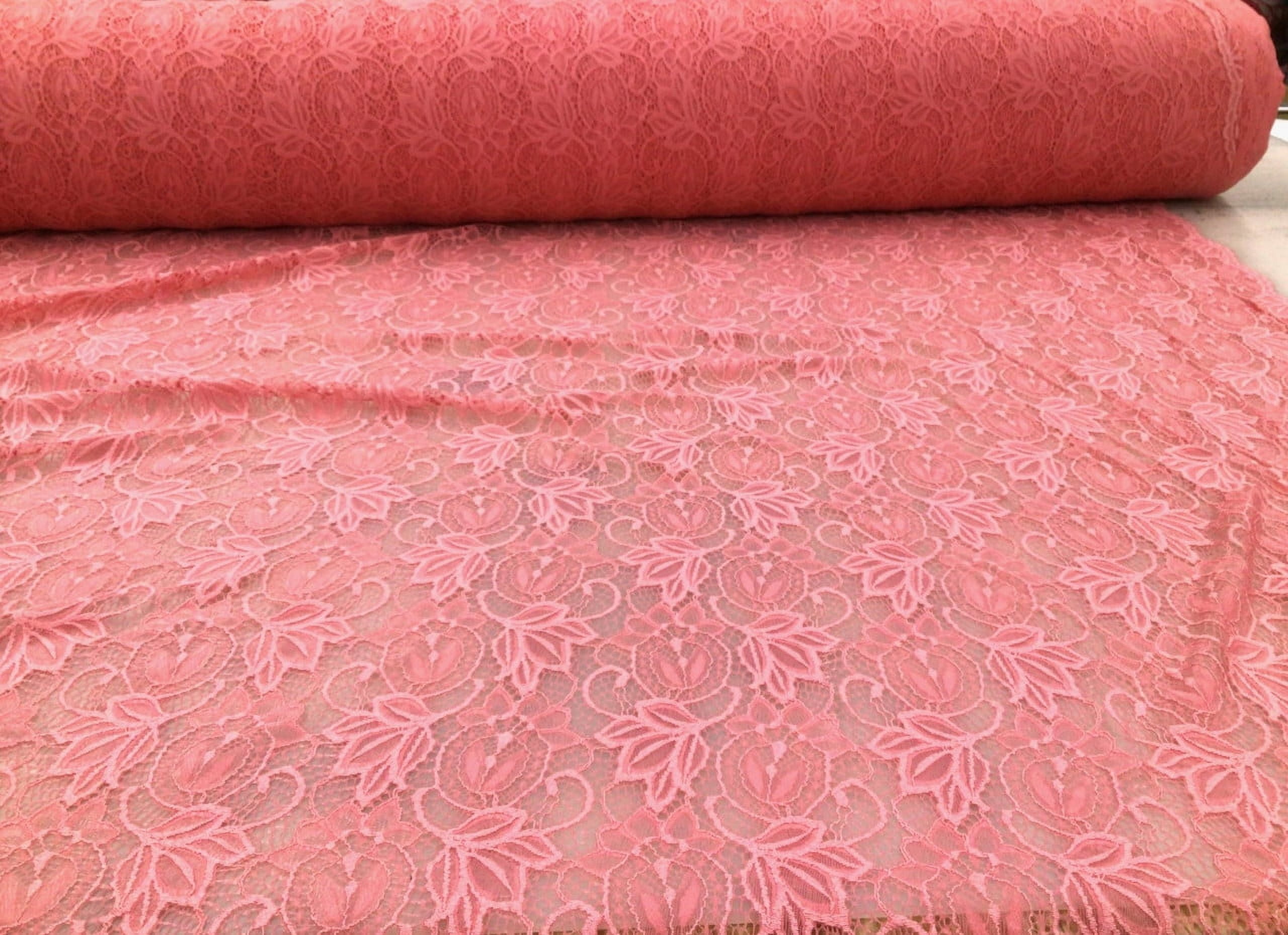 5 Yard Lace Embroidered Stretch Lace Apparel Fabric Sheer Floral ...