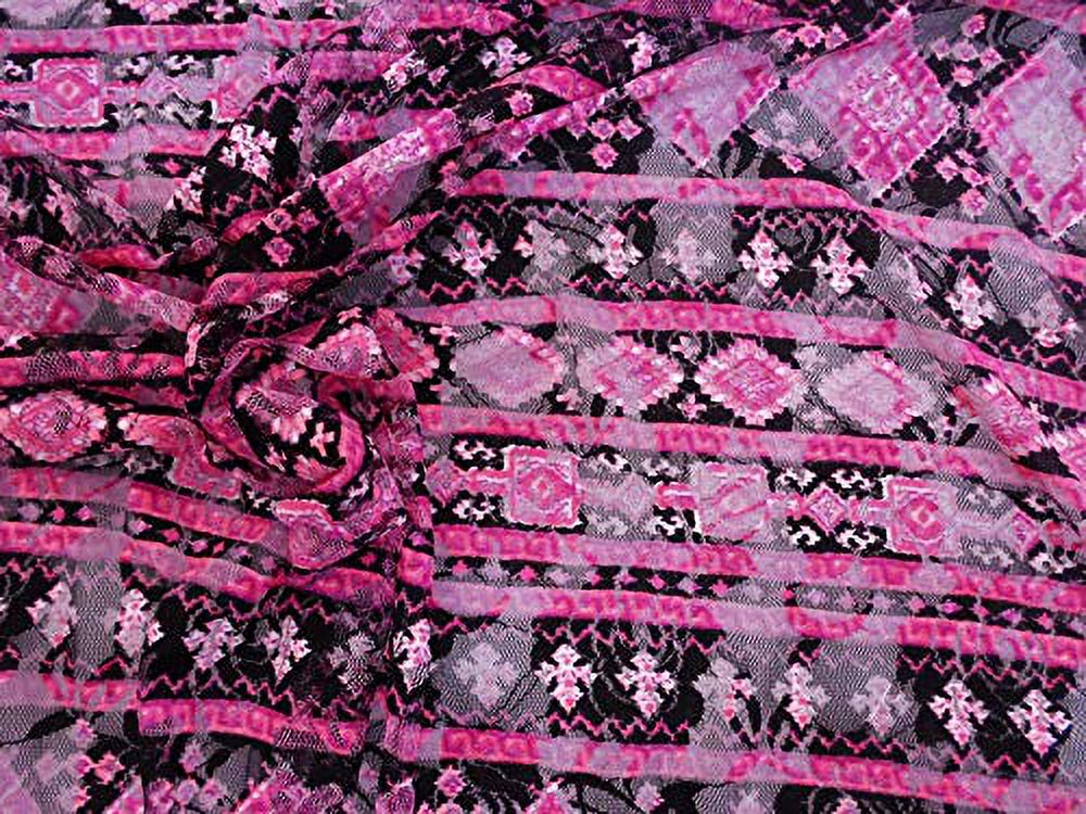 5 Yard Lot Discount Fabric Stretch Mesh Lace Pink Black White Aztec ...