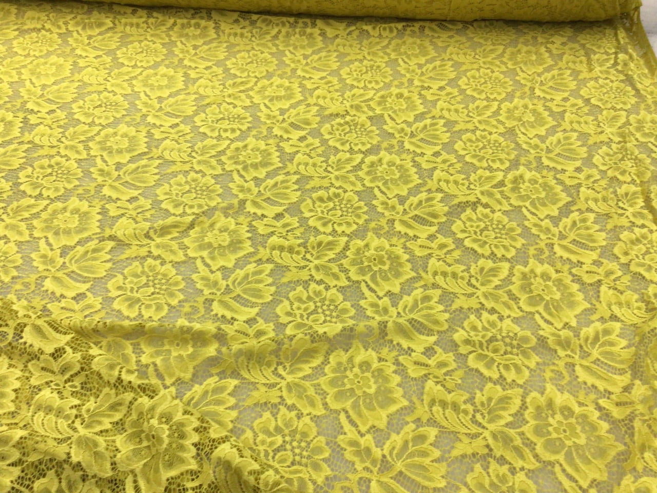 5 Yard Lot Embroidered Stretch Lace Apparel Fabric Sheer Floral ...
