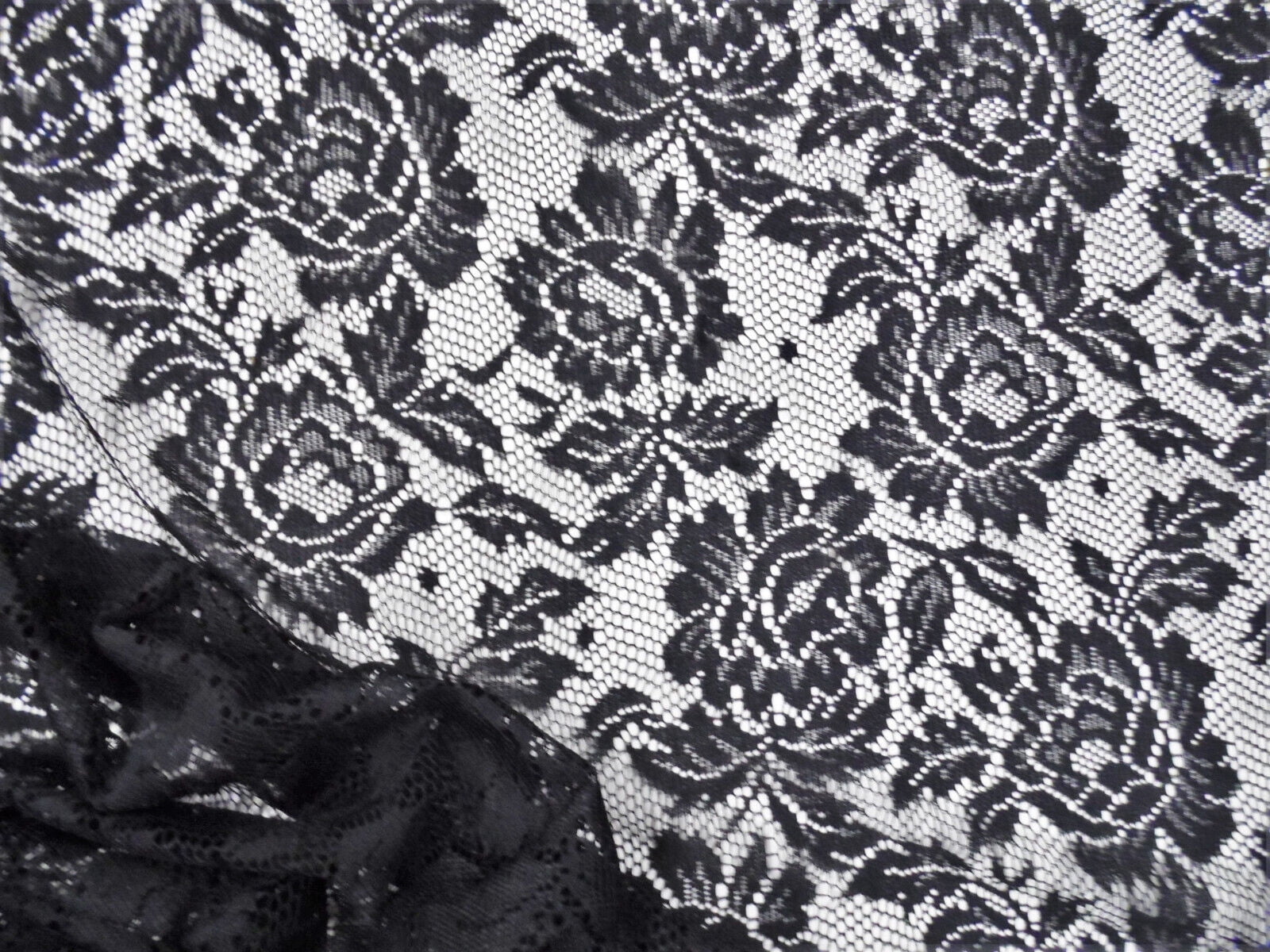 5 Yard Lot Stretch Lace Apparel Fabric Sheer Floral Black GG104 ...