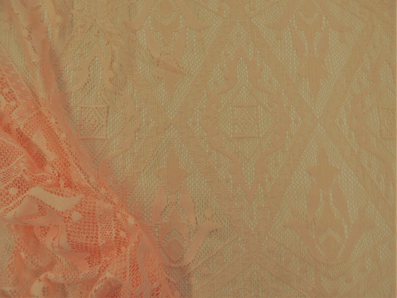 5 Yard Lot Stretch Lace Apparel Fabric Sheer Geometric Shrimp Orange ...