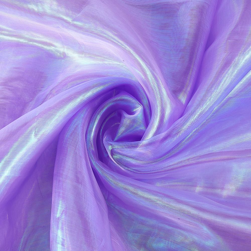 5 Yard Sheer Iridescent Organza Fabric Medium Slate Blue Magic Laser ...