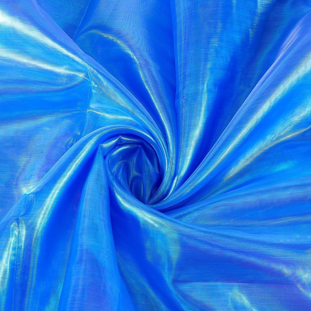 5 Yard Sheer Iridescent Organza Fabric Royal Blue Magic Laser ...