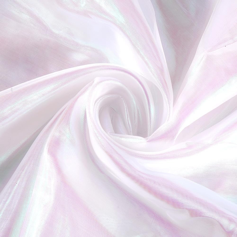 5 Yard Sheer Iridescent Organza Fabric White Magic Laser Holographic ...