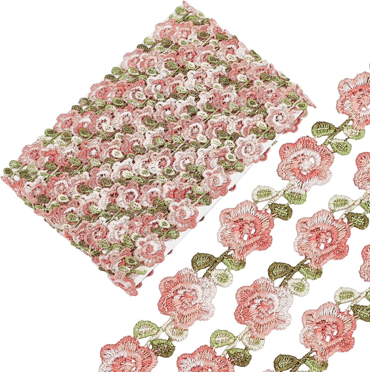 5 Yard Sunflower Flower lace Trim Ribbon Embroidery Dark Salmon Color ...